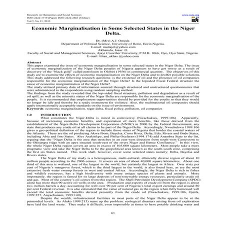 Economic marginalisation in some selected states in the niger delta. | PDF