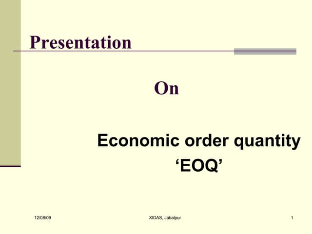 Economic Order Quantity Models | PPTX