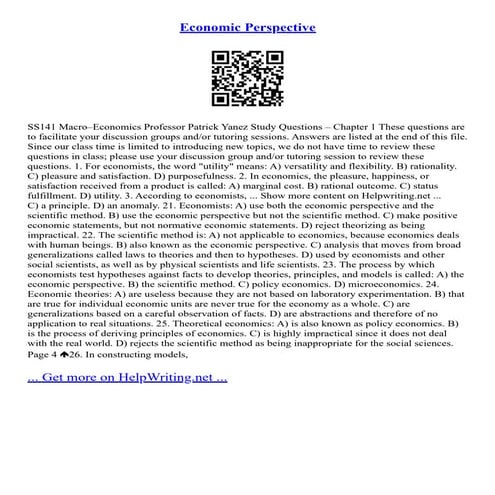 Economic Perspective | PDF