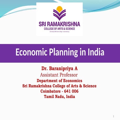 Economic Planning in India Power Point Presentation | PPT