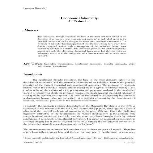 Economic rationality | PDF