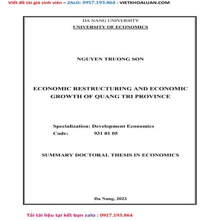 Economic Restructuring And Economic Growth Of Quang Tri Province.doc