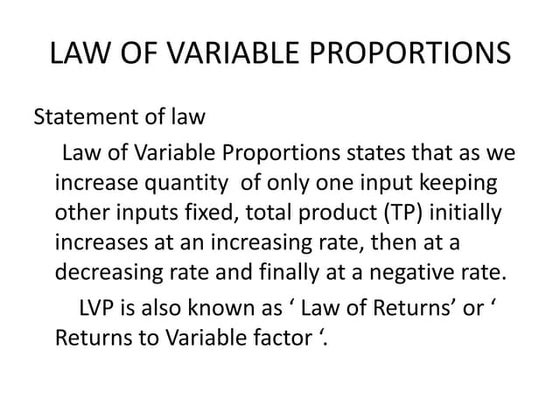 Law of variable proportion | PPTX