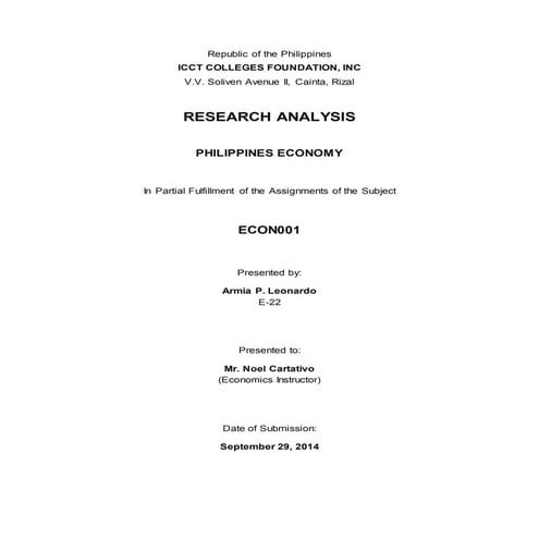Research Analysis at Philippines Economy | DOCX