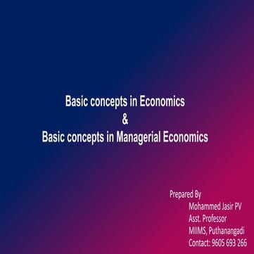Basic Principles in Economics and Managerial Economics | PPT
