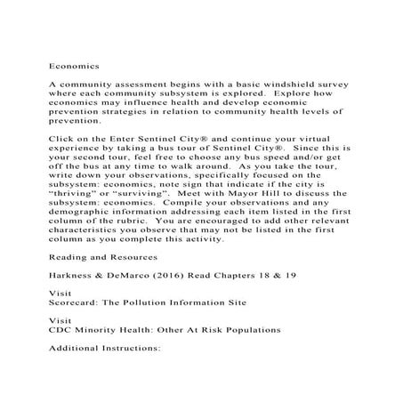 EconomicsA community assessment begins with a basic windshie.docx
