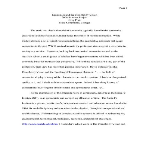 Economics And The Complexity | DOC