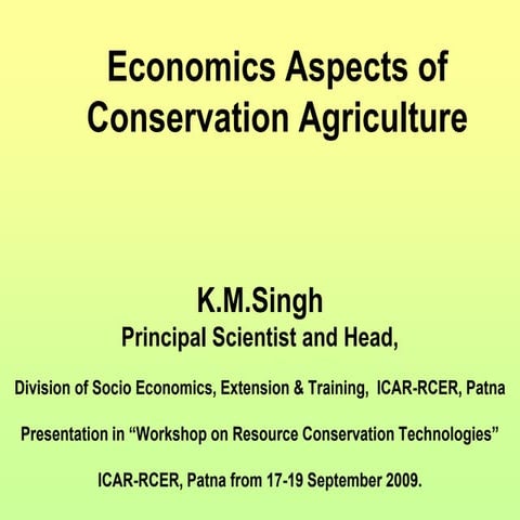 Economics aspects of conservation agriculture | PPT