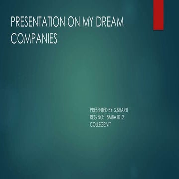 analysis on dream companies | PPT