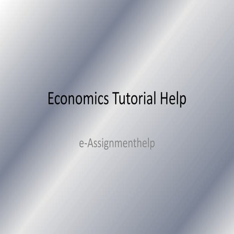 Economics Assignment Help | PPT
