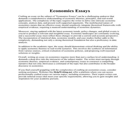 Economics Essays. Economics Essay Economics - Year 12 HSC Thinkswap | PDF