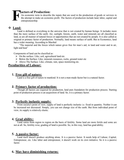 Factors of Production (economics) | PPTX