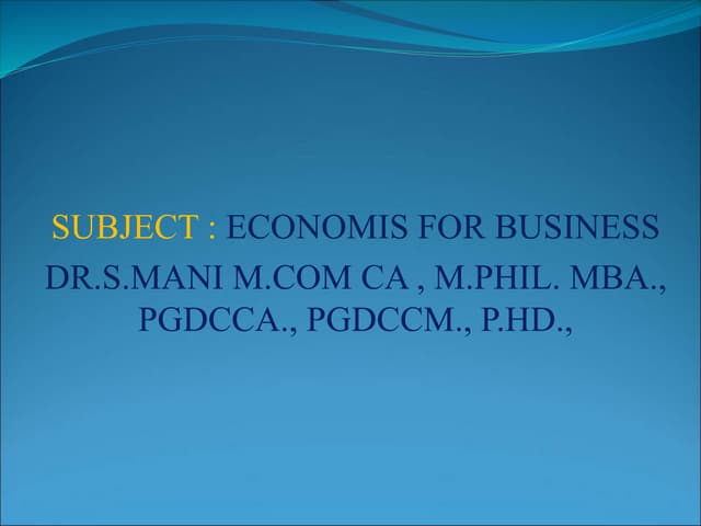 Definitions of Economics | PPT