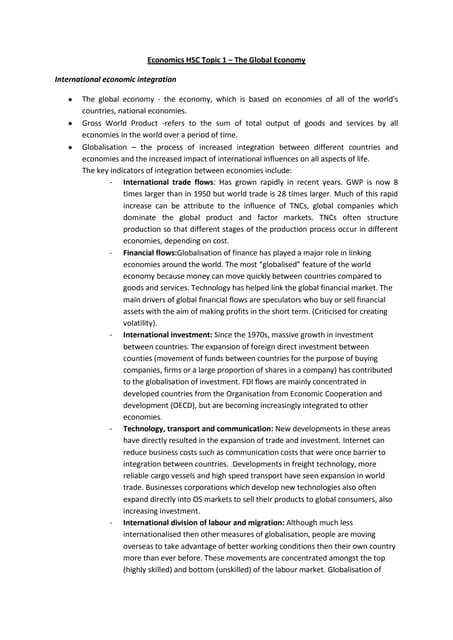 A2 CAMBRIDGE GEOGRAPHY: GLOBAL INTERDEPENDENCE - TRADE FLOWS AND ...