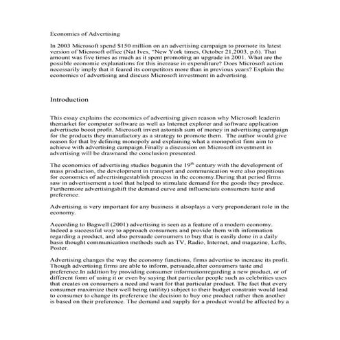 Economics of advertising essay | PDF