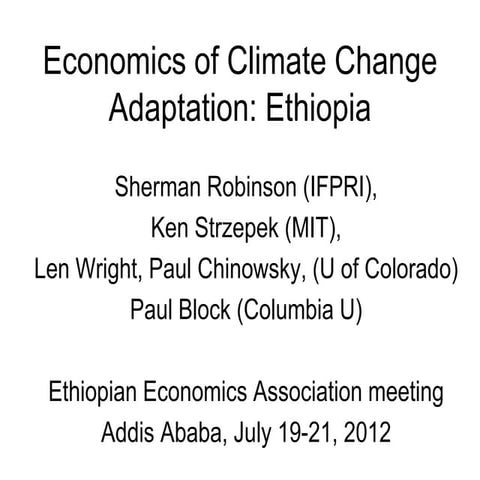 Economics of climate change adaptation ethiopia | PPTX