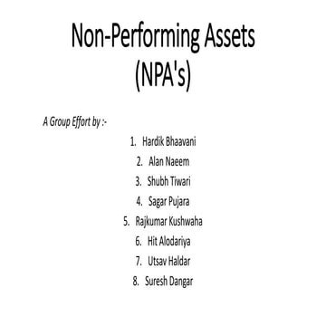 Non-Performing Assets ( in India ) | PPTX
