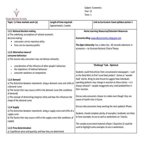 Economics section 1.2 how markets work a | DOCX