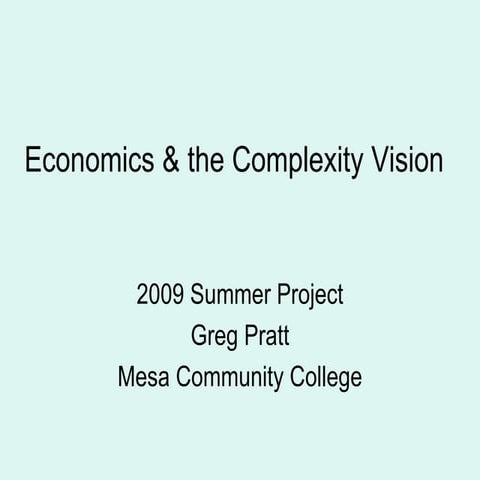 Economics & The Complexity Vision 1 | PPT | Artificial Intelligence ...