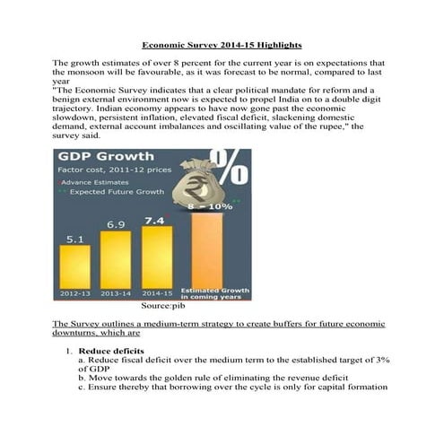 Economic survey 2014 15 highlights | PDF | Business Accounting ...