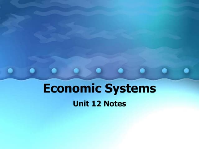 Review of economic systems and continuum | PPTX
