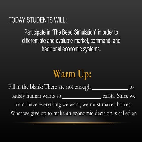 Economic Systems Bead Simulation | PPT