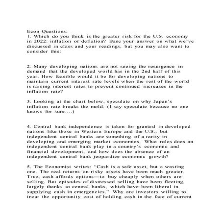 Econ Questions1. Which do you think is the greater risk for the | PDF