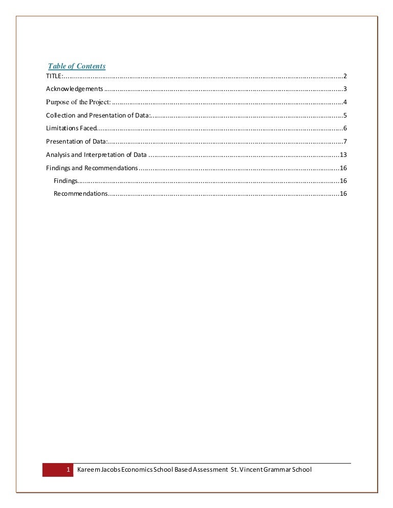 CXC Economics School Based Assesment CXC Economics School Based Assesment