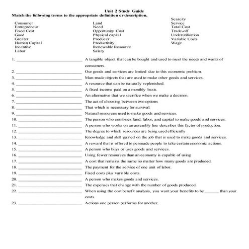 Econ study guide fill in blank | PDF