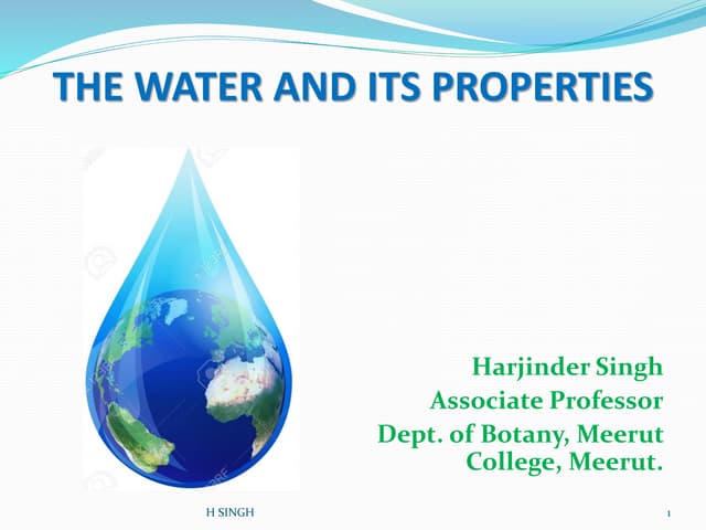 Properties of Water Presentation | PPTX
