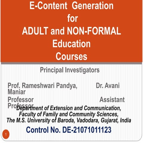 E content project on adult and non formal education | PPT