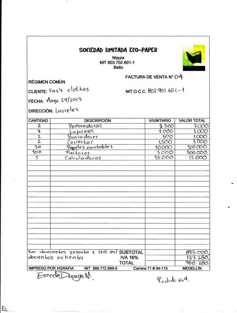 Factura de venta art plastic | PDF