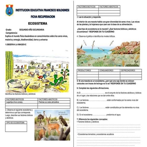 Fichas De Trabajo Sobre Ecosistemas Y Biomas