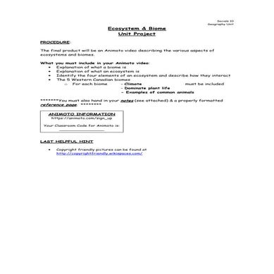Ecosystem biome animoto project | PDF