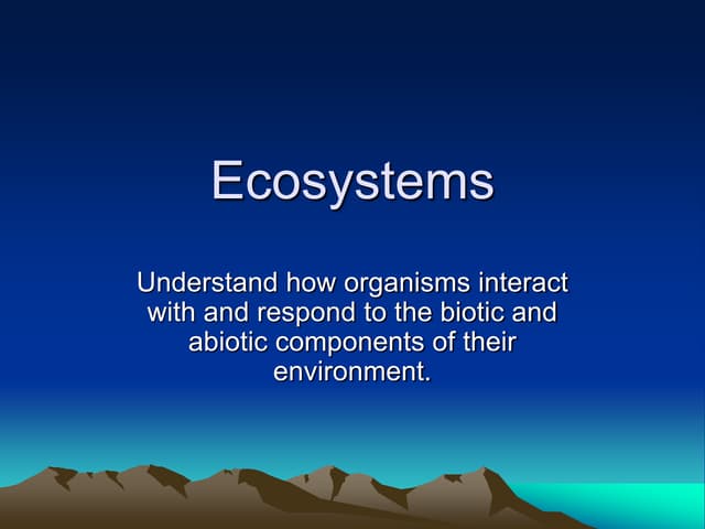 Introduction To Ecology | PPT