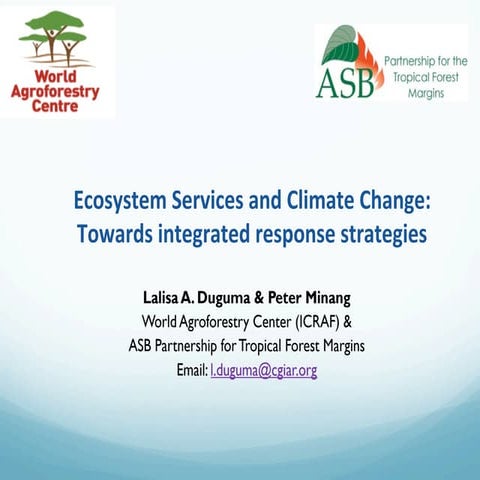 Ecosystem services and climate change towards integrated response ...
