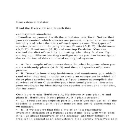 Ecosystem simulatorRead the Overview and launch thisecol.docx