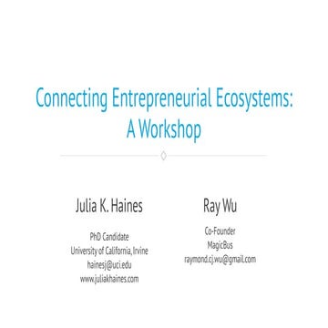 Connecting Entrepreneurial Ecosystems: A Workshop at COINs 2015 | PPT