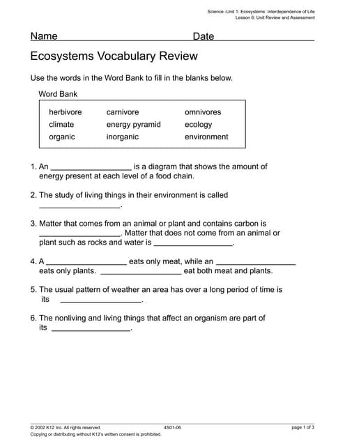 01 Levels of Ecological Organisation | PPT | Biological Sciences | Science
