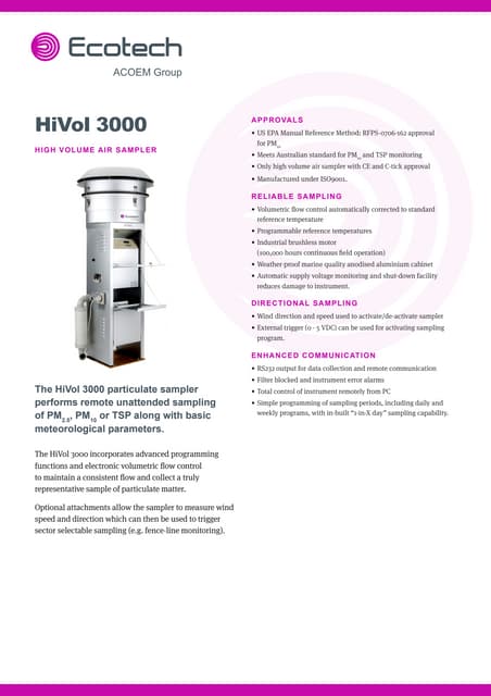 High volume air sampler | PDF