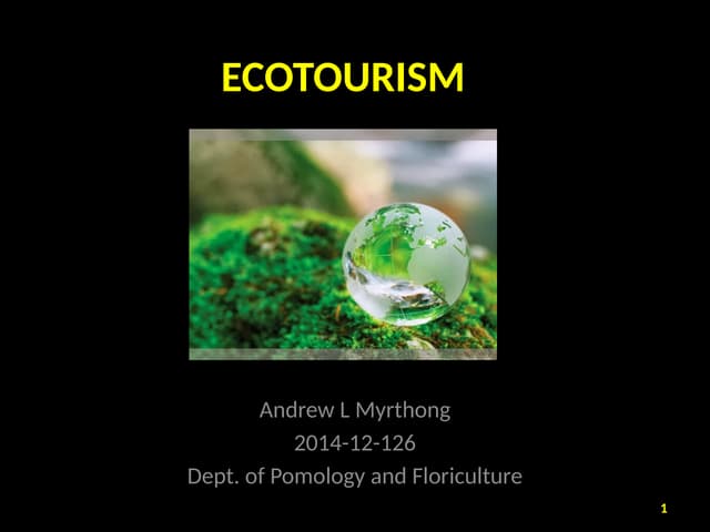 Thenmala Ecotourism Project | PPTX