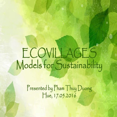 Ecovillages - Models for Sustainability | PDF