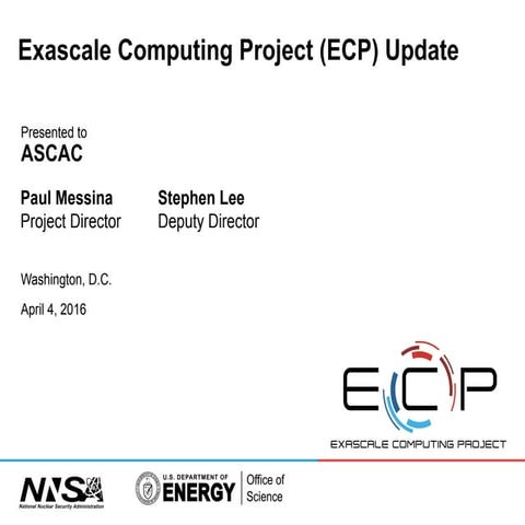 Exascale Computing Project (ECP) Update | PPT