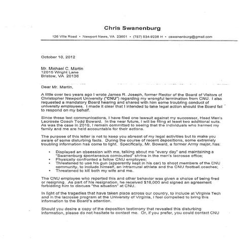 Swanenburg Letter to Martin | PDF