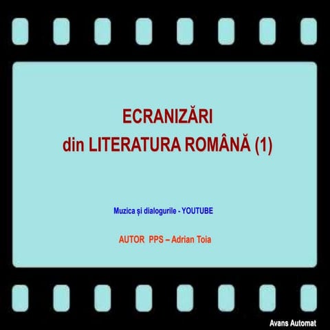 Ecranizari din literatura romana (1) | PPT
