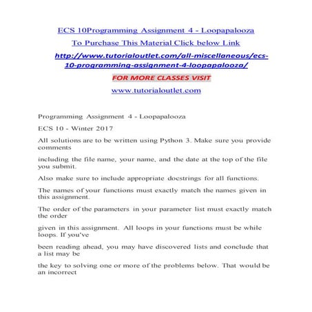 Ecs 10 Programming Assignment 4 Loopapalooza Pdf 