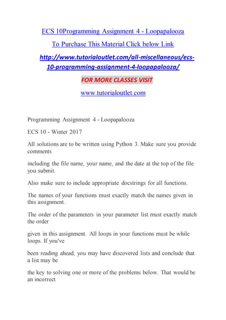 Ecs 10 Programming Assignment 4 Loopapalooza Pdf