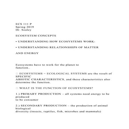 ECS 111 P Spring 2019 Dr. SealeyECOSYSTEM CONCEPTS.docx