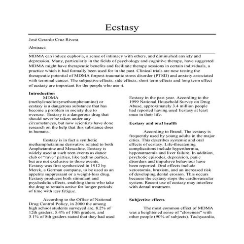 Ecstasy research paper | PDF