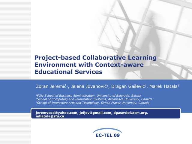 Project Based Collaborative Learning Environment With Context Aware Educational Services Ppt